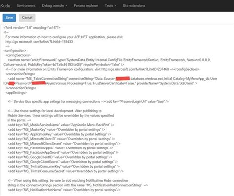 Azure Mobile Services How To See The Webconfig File Published