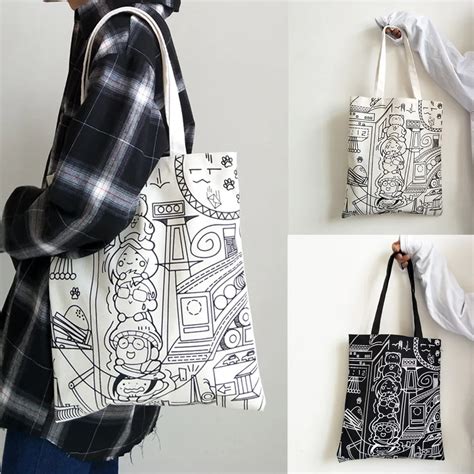 Женские холщовые художественные многоразовые хозяйственные сумки с ручками Большая вместительная