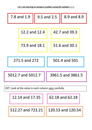 Comparing Numbers Investigation Ks2 By Xkarenx Teaching Resources Tes