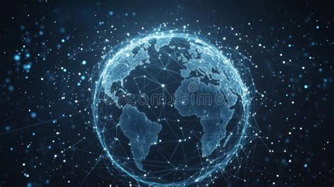 Digital Representation Of Earth Showcasing Interconnected Nodes And Global Communication
