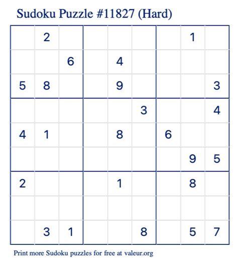 Free Printable Hard Sudoku With The Answer 11827