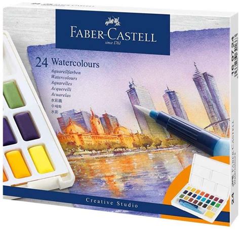 Набор красок акварельных Faber-Castell с кисточкой с резервуаром 24 ...