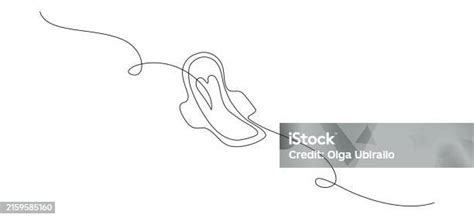 생리대와 패드의 연속 선 그리기 1회 생리 주기와 생리 달력 개념은 단순한 선형 스타일입니다 편집 가능한 스트로크의 위생적인 흡수제 윤곽선 벡터 일러스트 레이 션 0명에