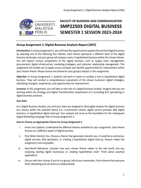 Group Assignment 1 Smp22503 Sem 1 20232024 Pdf Swot Analysis Business