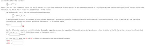 Solved Kp1 C Consider The Differential Equation Dp Dt