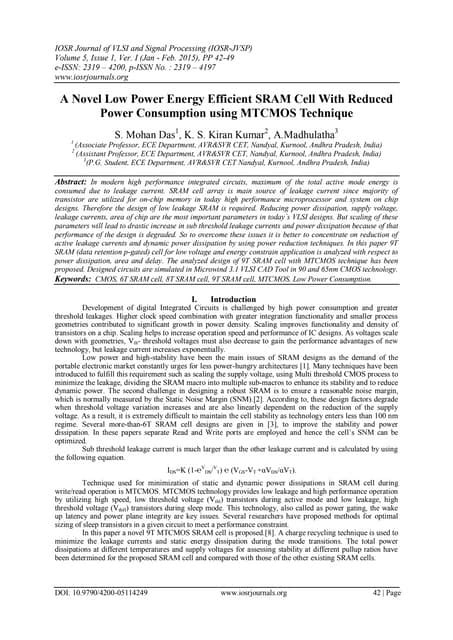 Implementation Of Low Power Adiabatic Sram Pdf