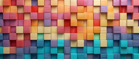 Premium Photo Colorful Wooden Blocks Aligned Playful Background With Vibrant Wood Tones
