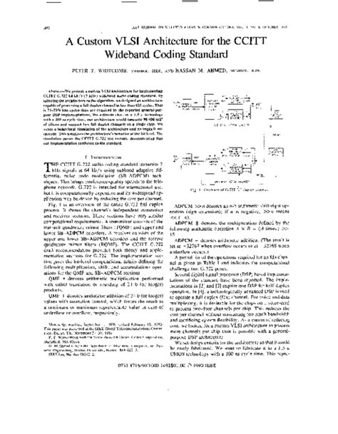 pdf a custom vlsi architecture for the ccitt wideband coding standard