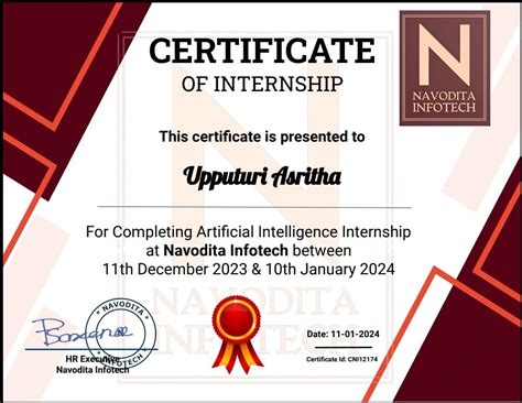 Navoditainfotech Internship Artificial Upputuri Asritha