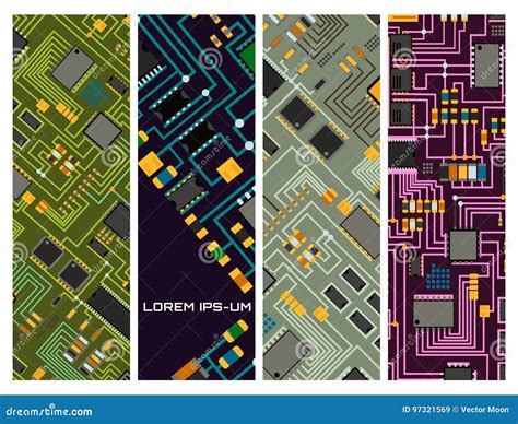Chip Technology Circuits System Icons Design A Vector Ai Symbol