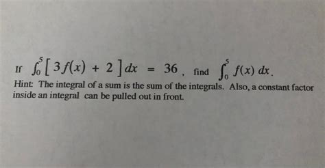 Solved Find Hint The Integral Of A Sum Is The Sum Of The Chegg