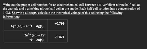 solved write out the proper cell notation for an