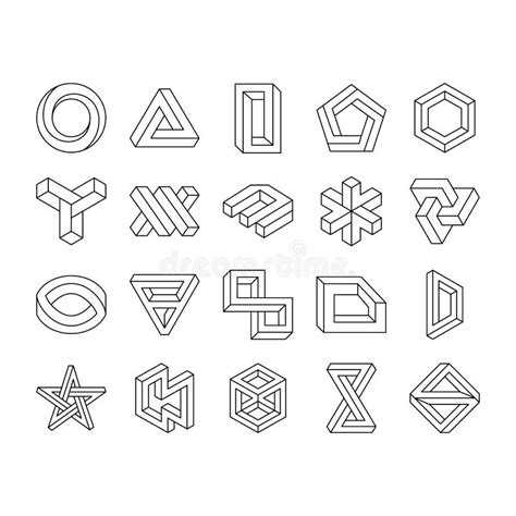 Impossible Geometric Shape Icons Set Vector Stock Vector Illustration Of Vector Esher 254447968