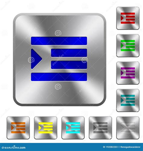 Increase Text Indentation Rounded Square Steel Buttons Stock Vector Illustration Of