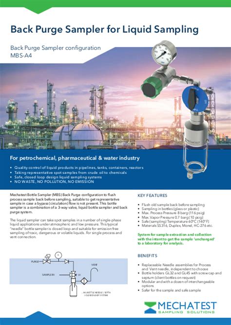 Liquid Sampling System On Off Liquid Sampler Mechatest Webshop For Liquid And Gas Sampling