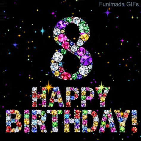 Happy 8th Birthday Jeweled Design  Download On