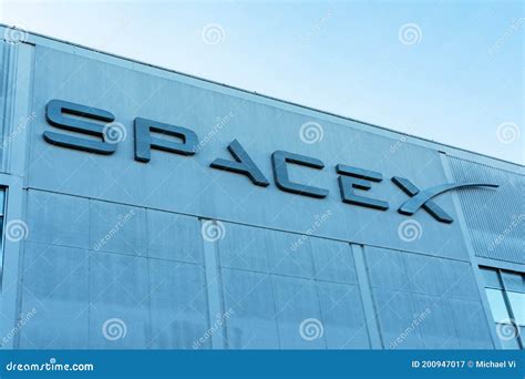 Spacex Sign Logo On Space Exploration Technologies Corp Headquarters