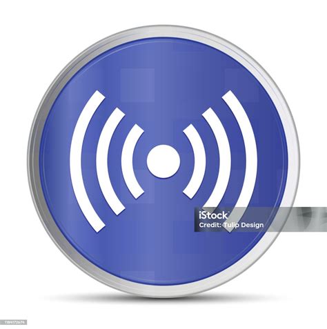 네트워크 신호 아이콘 프라임 블루 라운드 버튼 벡터 일러스트 디자인 실버 프레임 푸시 버튼 개념에 대한 스톡 벡터 아트 및 기타 이미지 개념 개념과 주제 그림자