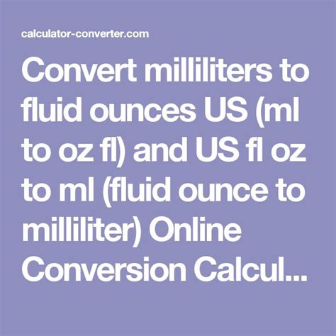 The Text Reads Convert Milliers To Fluid Ounces Us M To O2 And Us F