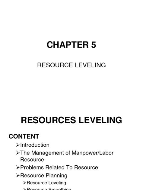 Chapter 5 Resource Leveling Pdf Human Resources Economies