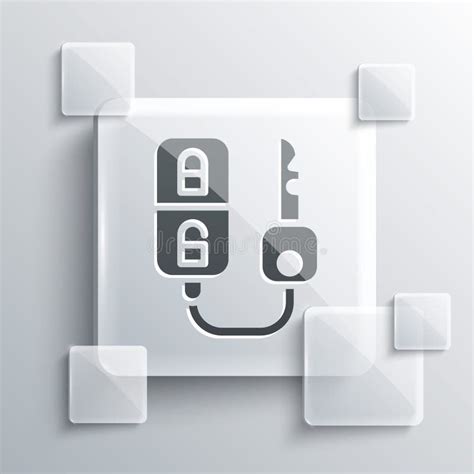 Grey Car Key With Remote Icon Isolated On Grey Background Car Key And Alarm System Square
