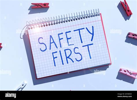 Text Caption Presenting Safety First Word Written On Avoid Any