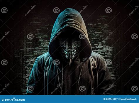 Portrait Of Anonymous Robot Hacker Concept Of Hacking Cybersecurity Cybercrime Cyberattack