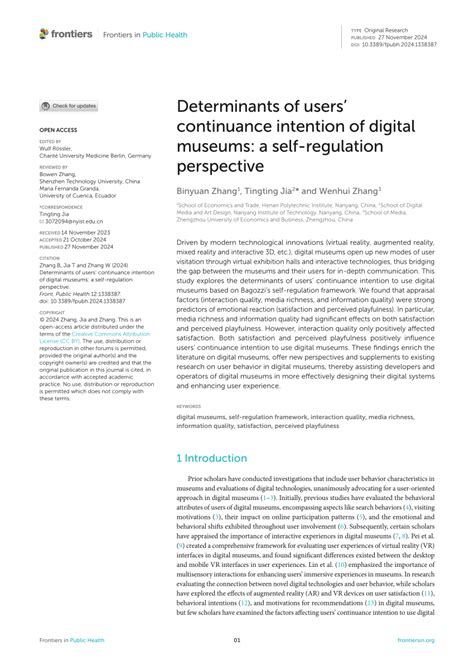 Pdf Determinants Of Users Continuance Intention Of Digital Museums