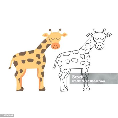 어린이를위한 색칠 공부 기린 세트 만화 기린의 삽화 벡터 형식 갈색에 대한 스톡 벡터 아트 및 기타 이미지 갈색 교육