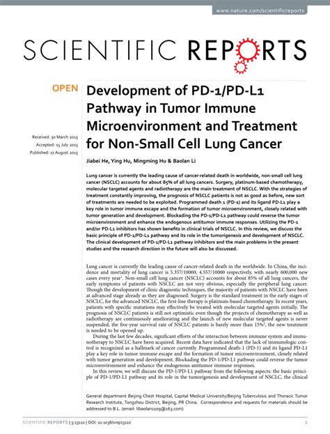 Pdf Development Of Pd 1pd L1 Pathway In Tumor Immune