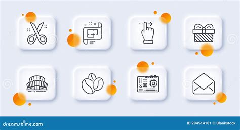 Scissors T And Architectural Plan Line Icons Pack For Web App 3d Glass Buttons Vector