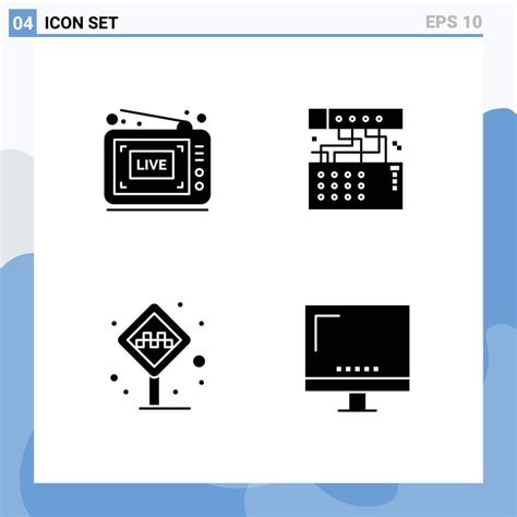 Set Of Vector Solid Glyphs On Grid For Broadcast Airport Video Device Stand Editable Vector