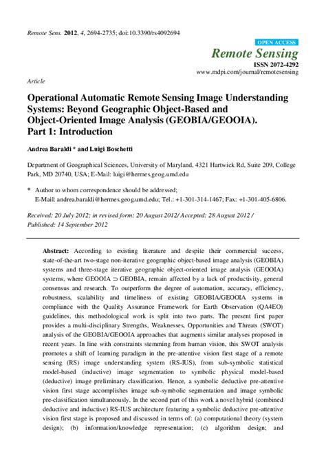 Pdf Operational Automatic Remote Sensing Image Understanding Systems