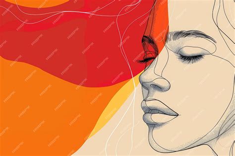 Abstract Poster With Minimal Woman Faceone Line Drawing Style Premium