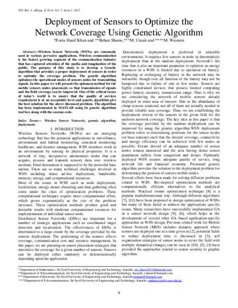 Pdf 2 Deployment Of Sensors To Optimize The Network Coverage Using Genetic Algorithm