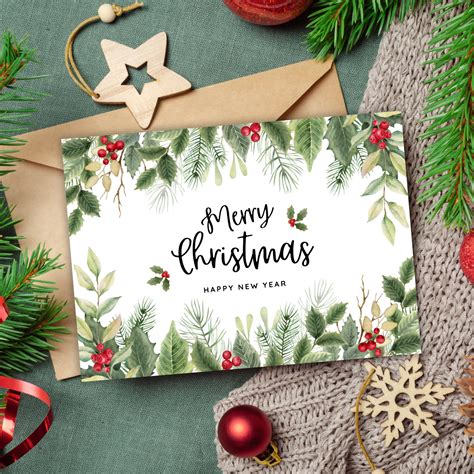 Printable Christmas Card Holiday Greetings Card Print At Home