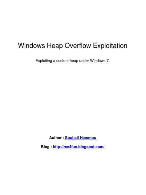 Windows Heap Overflow Exploitation Pdf Pointer Computer Programming Software Engineering