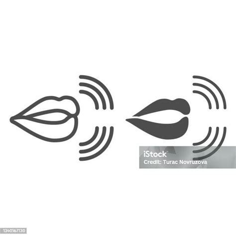입 입술 소리 선과 단단한 아이콘의 발음 언어 개념 흰색 배경에 음성 음성 벡터 기호 모바일 개념 및 웹 디자인을위한 개요 스타일 아이콘 벡터 그래픽 10에 대한 스톡 벡터