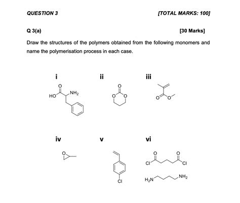 Q 3 A Draw The Structures Of The Polymers Obtained