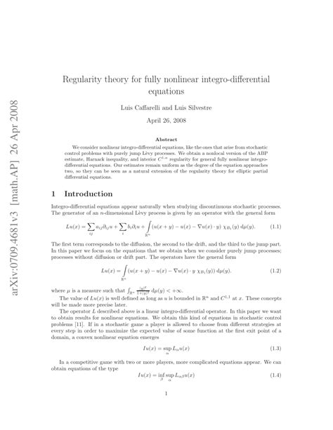 Pdf Regularity Theory For Fully Nonlinear Integro Differential Equations