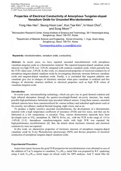 Properties Of Electrical Conductivity Of Amorphous Tungsten Doped Vanadium Oxide For Uncooled