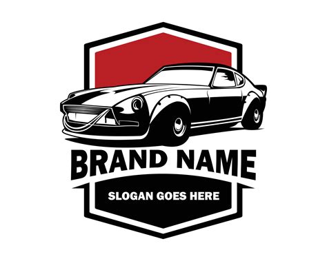 Japanese Classic Sports Car Logo Isolated On A White Background Side View Vector Illustration