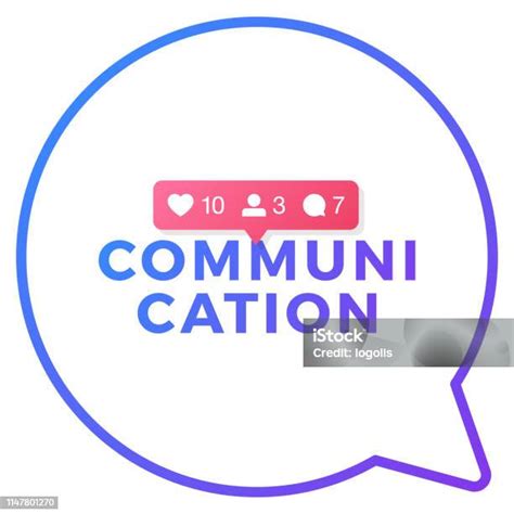 벡터 일러스트 레이 션의 소셜 미디어 통신 개념입니다 메시지 버블에서 소셜 활동 아이콘과 통신 단어 개념에 대한 스톡 벡터 아트 및 기타 이미지 Istock