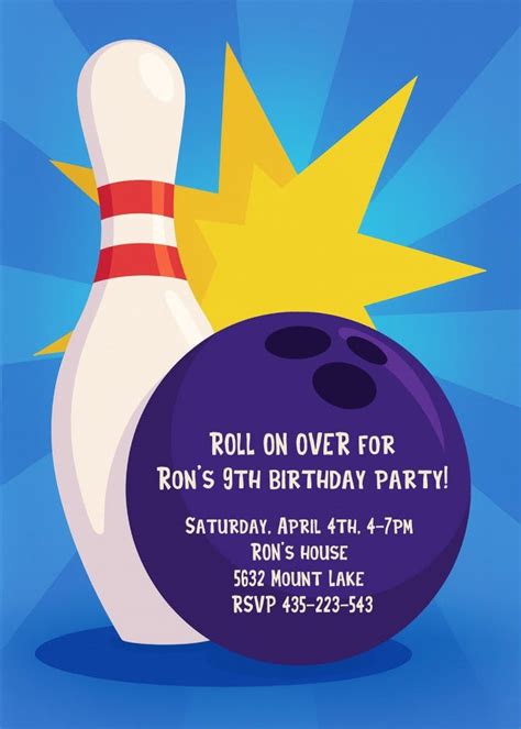 Bowling Birthday Party Party Invitation Template Greetings Island