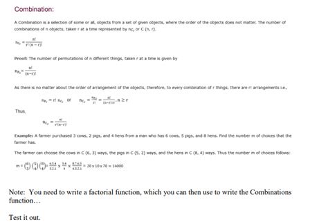 Solved Combination A Combination Is A Selection Of Some Or Chegg Com