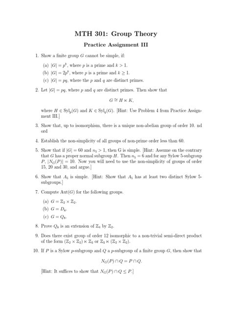 Group Theory Problems 7 Pdf