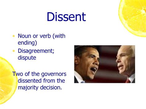 Dissent Noun Or Verb With Ending Disagreement Dispute Ppt Download
