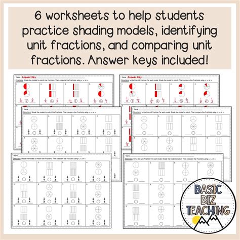 Shade To Compare Unit Fractions Math Worksheets Made By Teachers