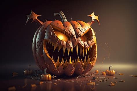 Premium Ai Image A Halloween Pumpkin With Sharp Teeth And A Sharp Teeth
