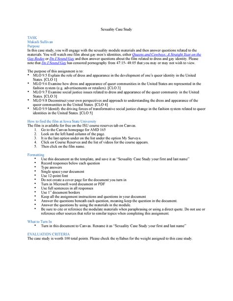 Sexuality Case Study Sexuality Case Study TASK Makaili Sullivan Purpose In This Case Study